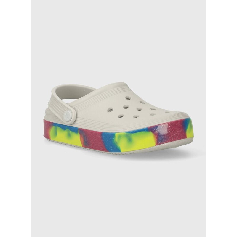 Παιδικές παντόφλες Crocs OFF COURT GLITTER BAND CLOG χρώμα: γκρι - GLAMI.gr