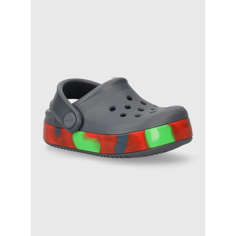 Παιδικές παντόφλες Crocs OFF COURT GLOW BAND CLOG χρώμα: γκρι - GLAMI.gr
