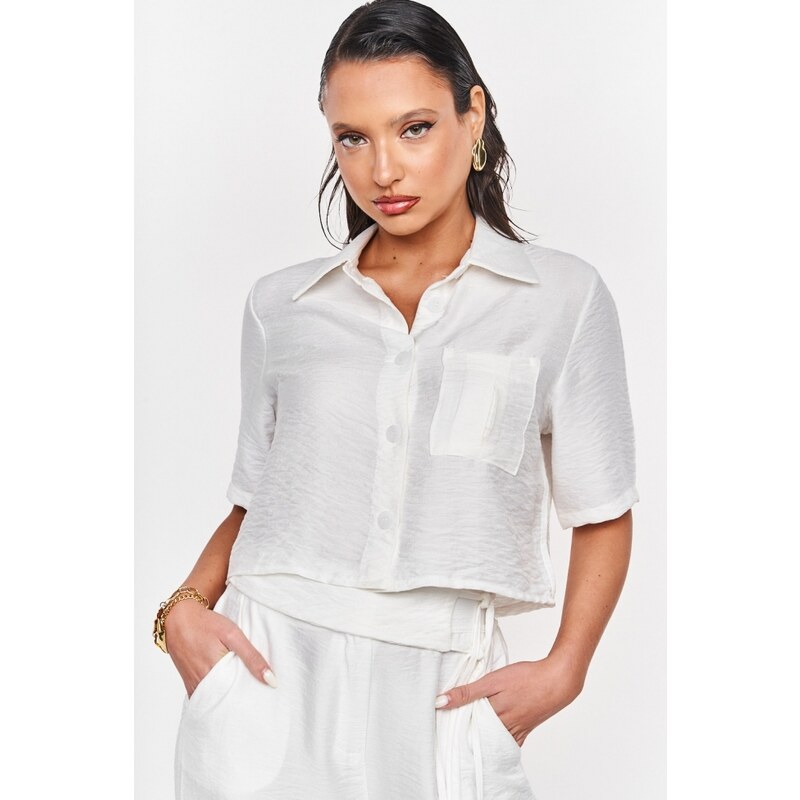 DeCoro Set Πουκάμισο και Παντελόνα Λινό - ΑΣΠΡΟ - GLAMI.gr