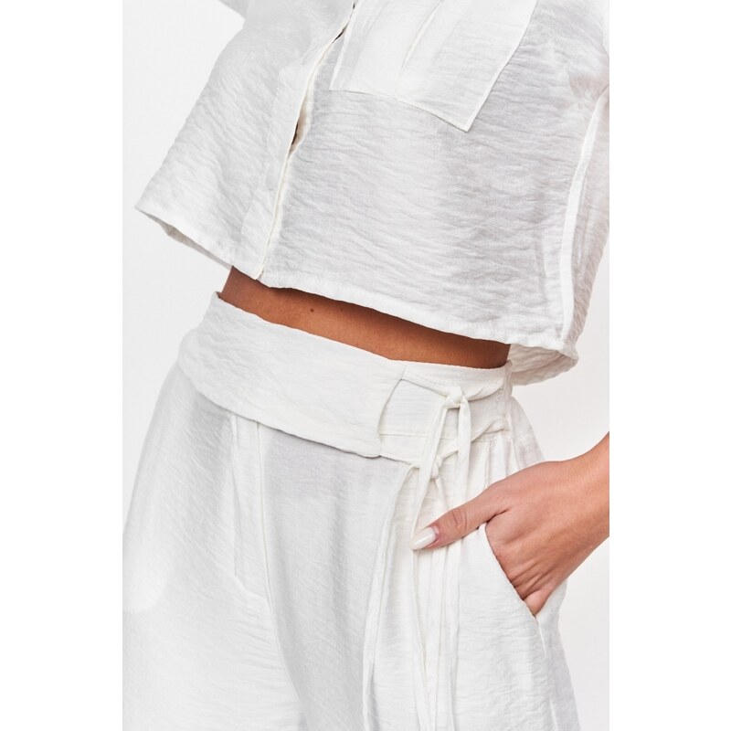 DeCoro Set Πουκάμισο και Παντελόνα Λινό - ΑΣΠΡΟ - GLAMI.gr