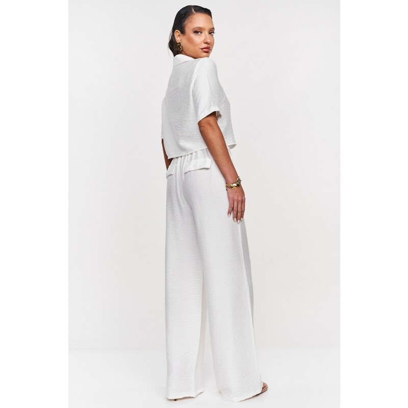 DeCoro Set Πουκάμισο και Παντελόνα Λινό - ΑΣΠΡΟ - GLAMI.gr