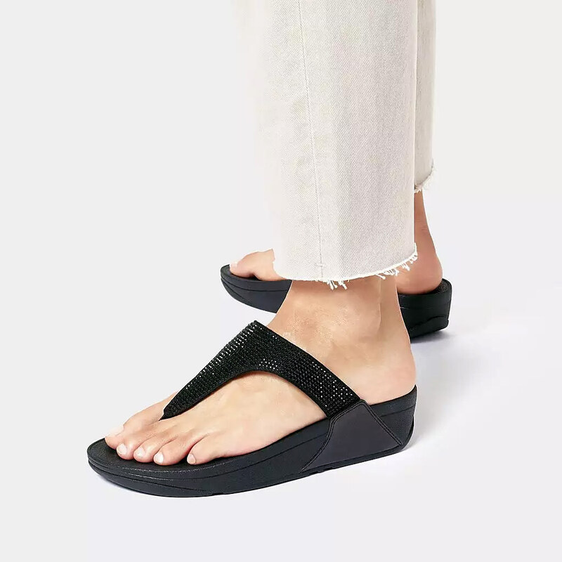 FitFlop Lulu Crystal Embellished All Black Γυναικείες Ανατομικές ...