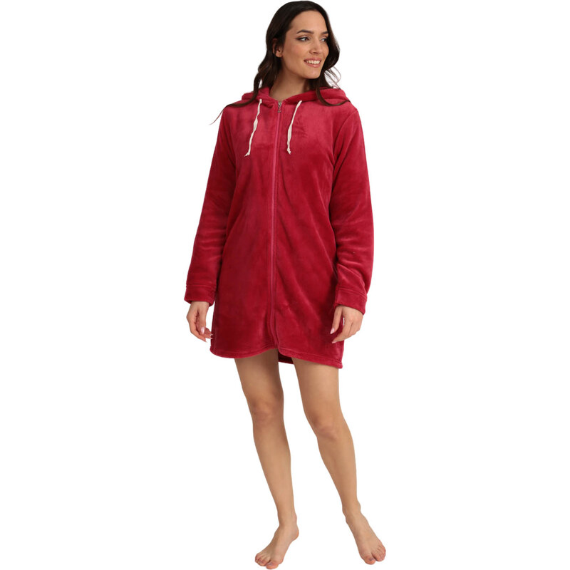 ΓΥΝΑΙΚΕΙΑ ΡΟΜΠΑ FLEECE ΜΕ ΦΕΡΜΟΥΑΡ ΚΑΙ ΚΟΥΚΟΥΛΑ W24 LYDIA CREATIONS ...