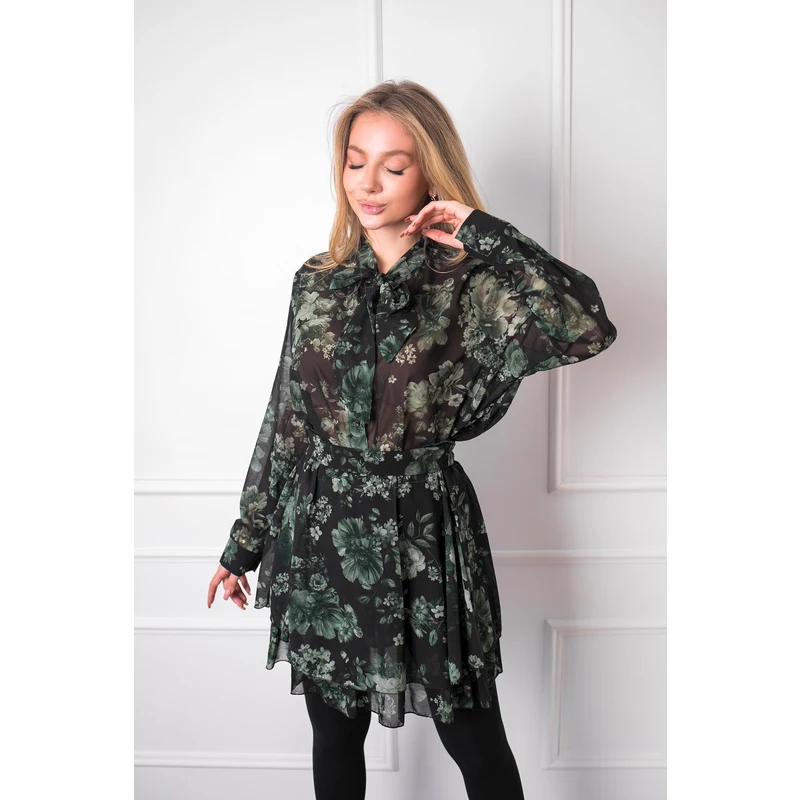 Joy Fashion House Bess μίνι φούστα φλοράλ χακί - GLAMI.gr