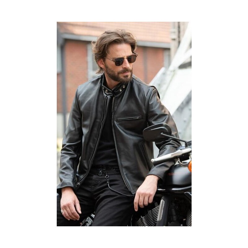 SCHOTT NYC Classic Racer Leather Motorcycle Jacket SCHOTT 141 BLACK ...