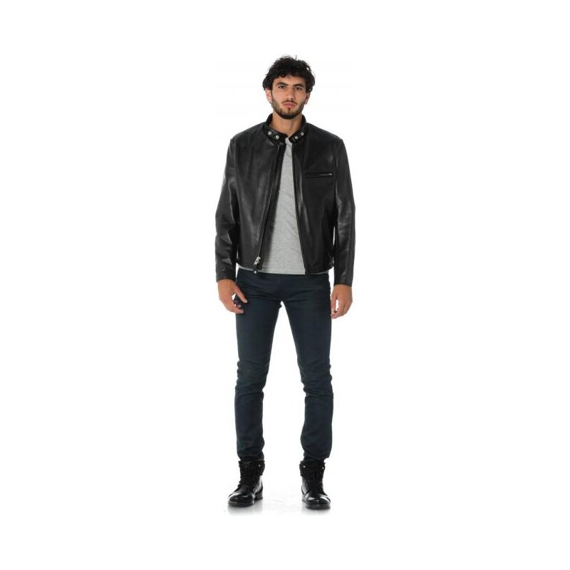 SCHOTT NYC Classic Racer Leather Motorcycle Jacket SCHOTT 141 BLACK ...