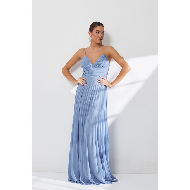 Μακρύ αέρινο φόρεμα με πιέτες και ντεκολτέ V - GLAMI.gr