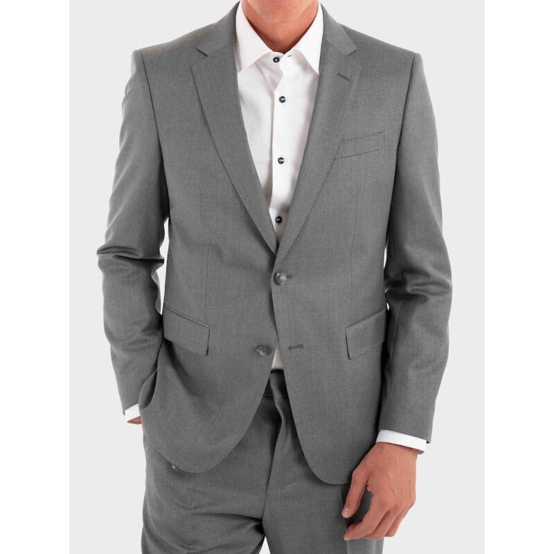 Boss Σακάκι H-Huge slim fit γκρι παρθένο μαλλί - GLAMI.gr
