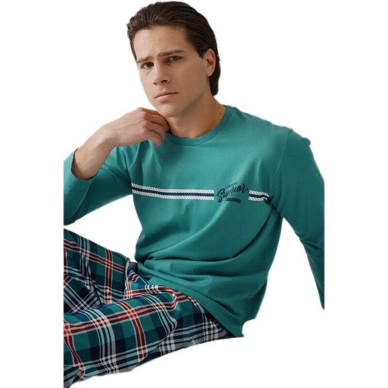 Minerva Ανδρική Πυτζάμα Superior, Χρώμα: Green Grass - GLAMI.gr