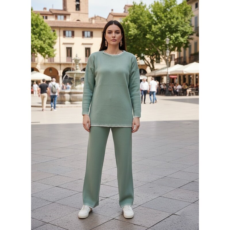 KORINA’S FASHION ΣΕΤ ΠΛΕΚΤΟ ΛΑΙΜΟΚΟΨΗ ΚΑΙ ΠΑΝΤΕΛΟΝΙ ΜΕ ΛΑΣΤΙΧΟ - GLAMI.gr