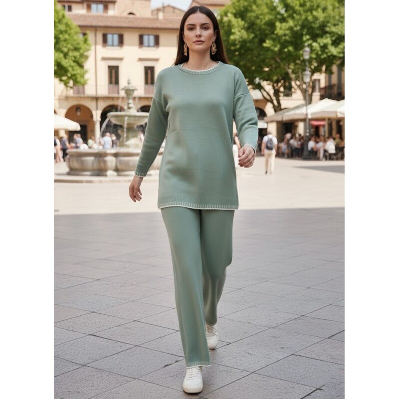 KORINA’S FASHION ΣΕΤ ΠΛΕΚΤΟ ΛΑΙΜΟΚΟΨΗ ΚΑΙ ΠΑΝΤΕΛΟΝΙ ΜΕ ΛΑΣΤΙΧΟ - GLAMI.gr