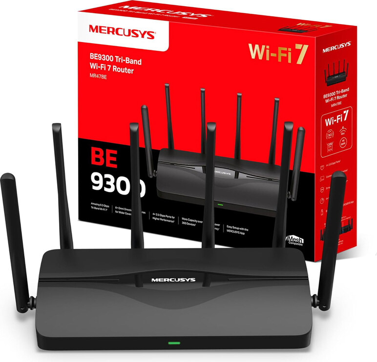 UMIDIGI MERCUSYS router MR47BE, WiFi 7, 9.3Gbps BE9300, Tri-Band, V2.0 ...
